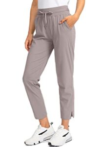 soothfeel women's golf pants with 4 pockets 7/8 stretch high wasited travel athletic work pants for women dusty grey