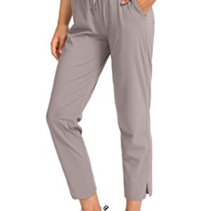 Soothfeel Women's Golf Pants with 4 Pockets 7/8 Stretch High Wasited Travel Athletic Work Pants for Women Dusty Grey