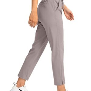 Soothfeel Women's Golf Pants with 4 Pockets 7/8 Stretch High Wasited Travel Athletic Work Pants for Women Dusty Grey