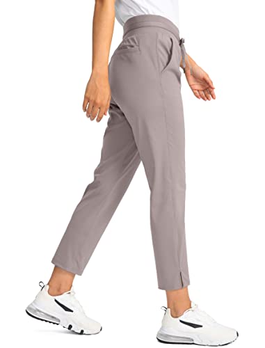 Soothfeel Women's Golf Pants with 4 Pockets 7/8 Stretch High Wasited Travel Athletic Work Pants for Women Dusty Grey