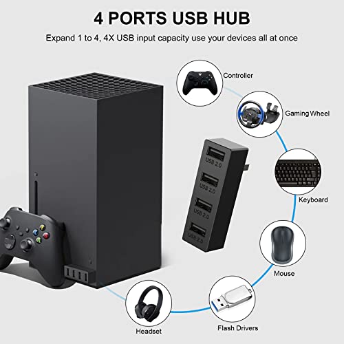 Tensun 4 Ports USB Hub for Xbox Series S/X USB 2.0 High-Speed Expansion Hub Charger Splitter Adapter for Xbox Series S/X Accessories, Compatible with Microsoft Xbox Series S/X Game Console