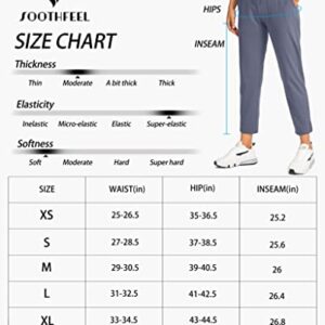 Soothfeel Women's Golf Pants with 4 Pockets 7/8 Stretch High Wasited Travel Athletic Work Pants for Women Dusty Grey