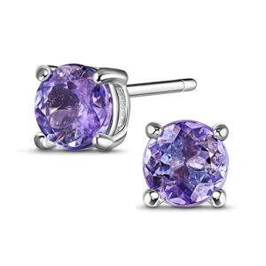 stauer - women's tanzanite anniversary studs, (2)5mm round tanzanite, 1/2ctw each