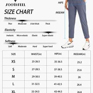 Soothfeel Women's Pants with 4 Pockets 7/8 Stretch High Waisted Sweatpants Travel Athletic Work Golf Pants for Women(Black, Medium)