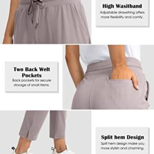 Soothfeel Women's Golf Pants with 4 Pockets 7/8 Stretch High Wasited Travel Athletic Work Pants for Women Dusty Grey