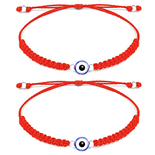 Sepfavo 2 Pcs Evil Eye Bracelets for Women, Protection Bracelet for Men Kids, Negative Energy Evil Eye Jewelry Nazar Bracelet, Red String Bracelet for Protection