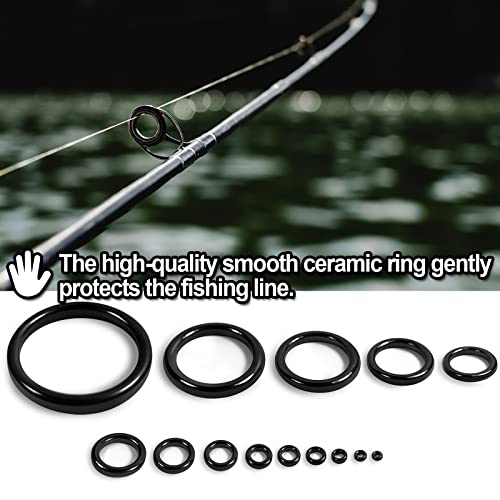 9KM DWLIFE Fishing Rod Repair Ceramic Guide Ring Replacement Kit 14 Sizes 0.13in to 1.86in (A - 28pcs)