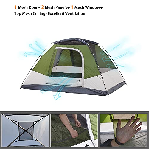 2-3 Person Camping Dome Tent, Easy Setup Tent for Family Waterproof Backpacking Hiking Outdoor.(Green)