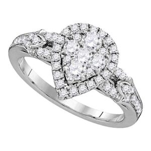 14kt white gold round diamond cluster bridal wedding engagement ring 3/4 cttw