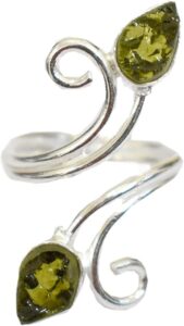 branch ring, moldavite raw ring, reiki healing ring, psychic protection ring, silver plated ring, moldavite ring, brass ring, czechoslovakia ring (7 us)