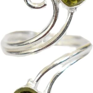 Branch Ring, Moldavite raw Ring, Reiki Healing ring, Psychic protection ring, Silver Plated Ring, Moldavite Ring, Brass Ring, Czechoslovakia Ring (10 US)