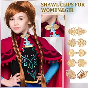 10 Pieces Retro Cardigan Clip Vintage Sweater Swirl Clip Antique Flowers Pattern Shawl Clips Sweater Collar Clip Dresses Shawl Clip Shirt Brooch Clip for Women Mother's Day Gift(Golden)