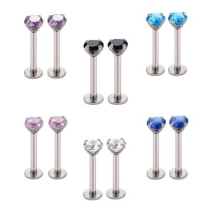 candyfancy 16g flat back earrings 10mm post 316l surgical steel bar 2mm 3mm 4mm cz stud earrings set ear lobe rook helix conch piercing jewelry