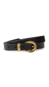 madewell women's chunky buckle skinny leather belt, true black, m