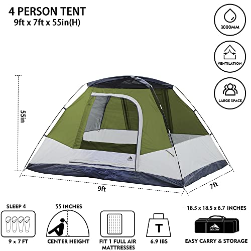 2-3 Person Camping Dome Tent, Easy Setup Tent for Family Waterproof Backpacking Hiking Outdoor.(Green)