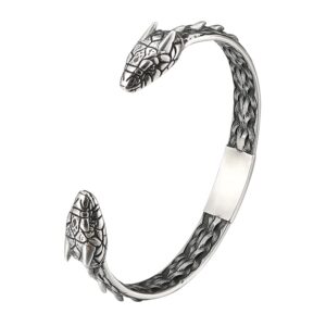 turtledove viking dragon jormungandr bangle - stainless steel norse scandinavian torc