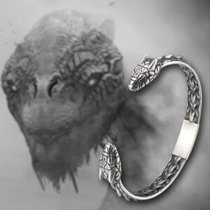 TURTLEDOVE Viking Dragon Jormungandr Bangle - Stainless Steel Norse Scandinavian Torc