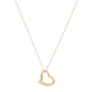 welry heart pendant slider necklace for women, 14k yellow gold, jewelry gift idea, 17"