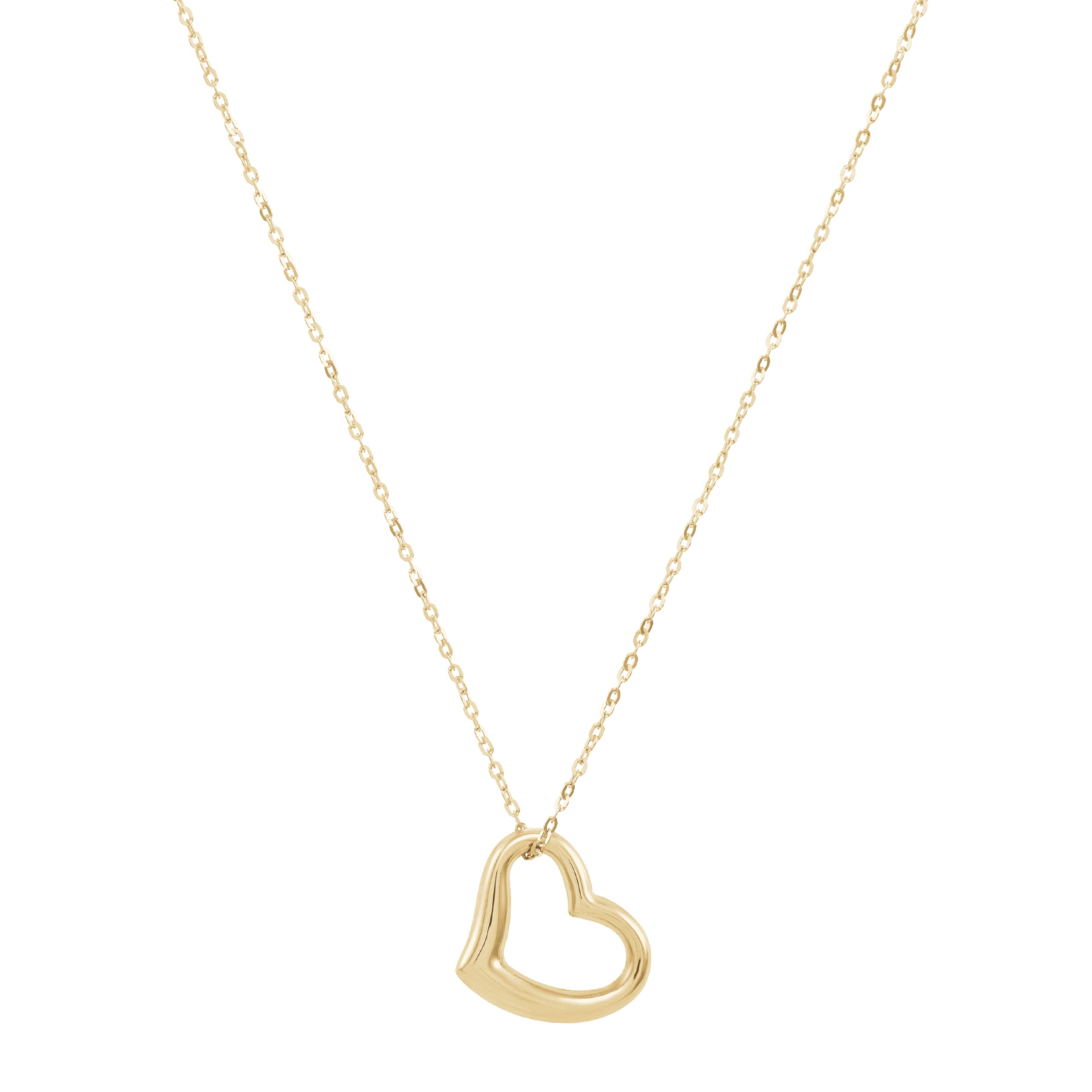 Welry Heart Pendant Slider Necklace for Women, 14K Yellow Gold, Jewelry Gift Idea, 17"