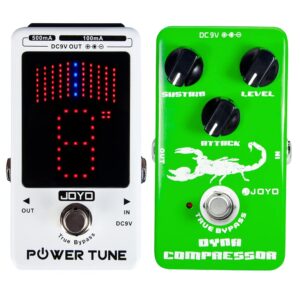 joyo jf-18r power tuner and jf-10 dynamic compressor for electric guitar effect most frequently combination budget pedals in bundle