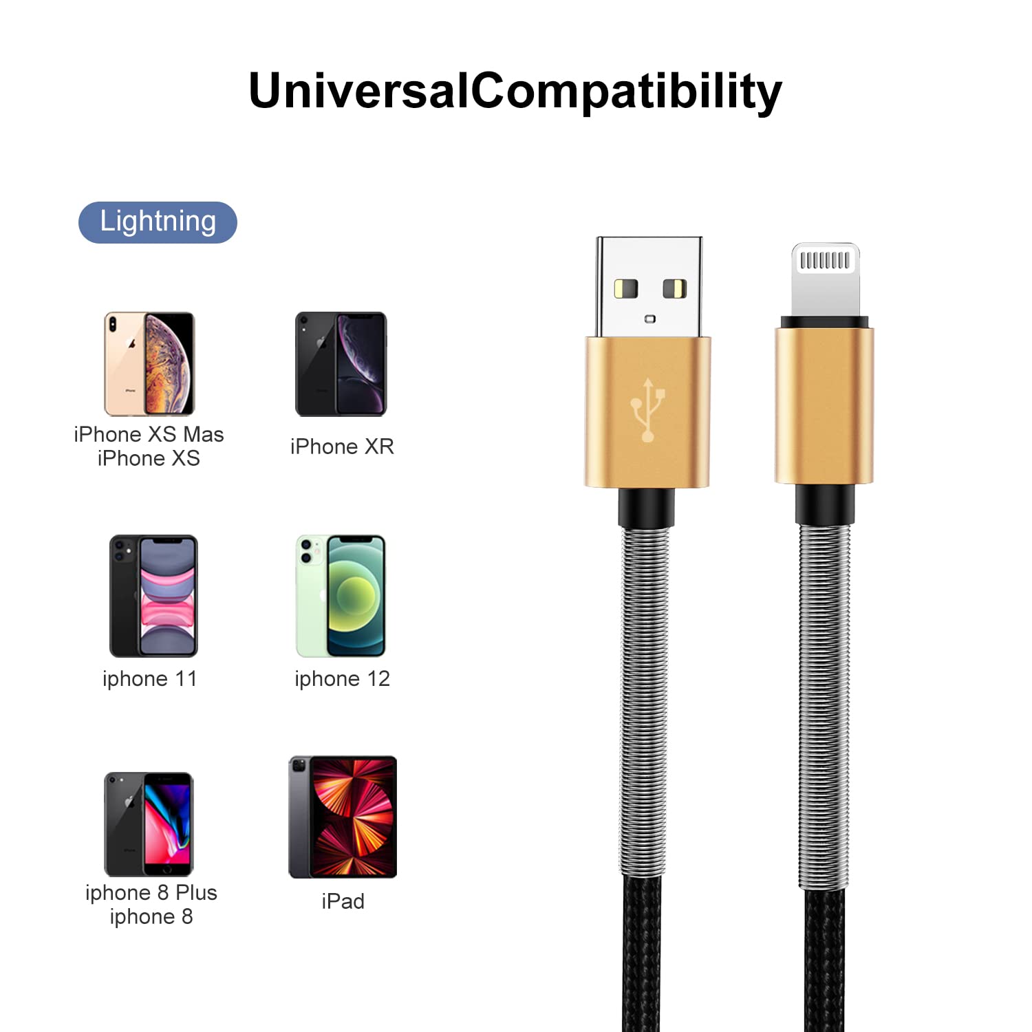 Cabepow 15 FT Extra Long iPhone Charger Cord,[Apple MFi Certified] iPhone Charging Cable,2.4A Nylon Braided Lightning Cable for iPhone 14 13 12 11 Pro Max/11 Pro/XS Max/XS/XR/X/8 Plus/8/7/6/5-Gold