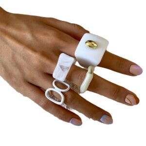 jumwrit punk chunky acrylic rings knuckle stackable finger y2k rings set for women teens girls（4 pcs）