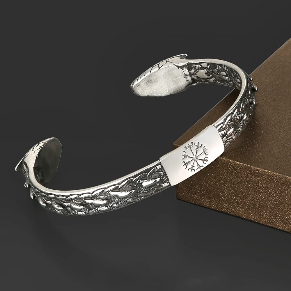 TURTLEDOVE Viking Dragon Jormungandr Bangle - Stainless Steel Norse Scandinavian Torc