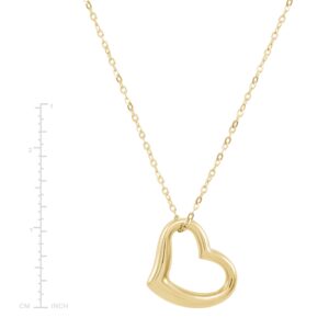 Welry Heart Pendant Slider Necklace for Women, 14K Yellow Gold, Jewelry Gift Idea, 17"