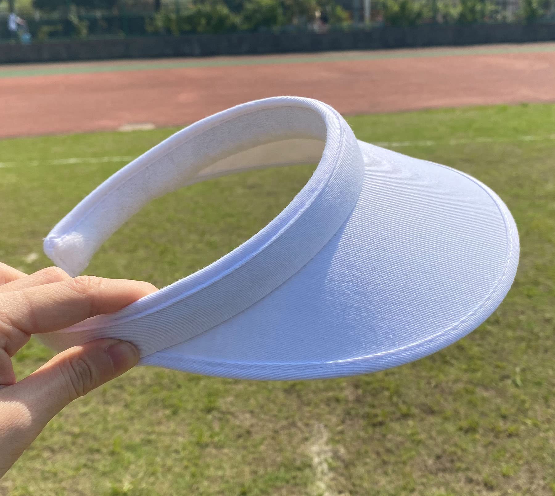 2 Pack Sun Visor Hats Women Men Clip-On Wide Brim Visors Adjustable UV Protection Sunhat Outdoor Sports Golf Tennis Travel Beach Summer Cap White