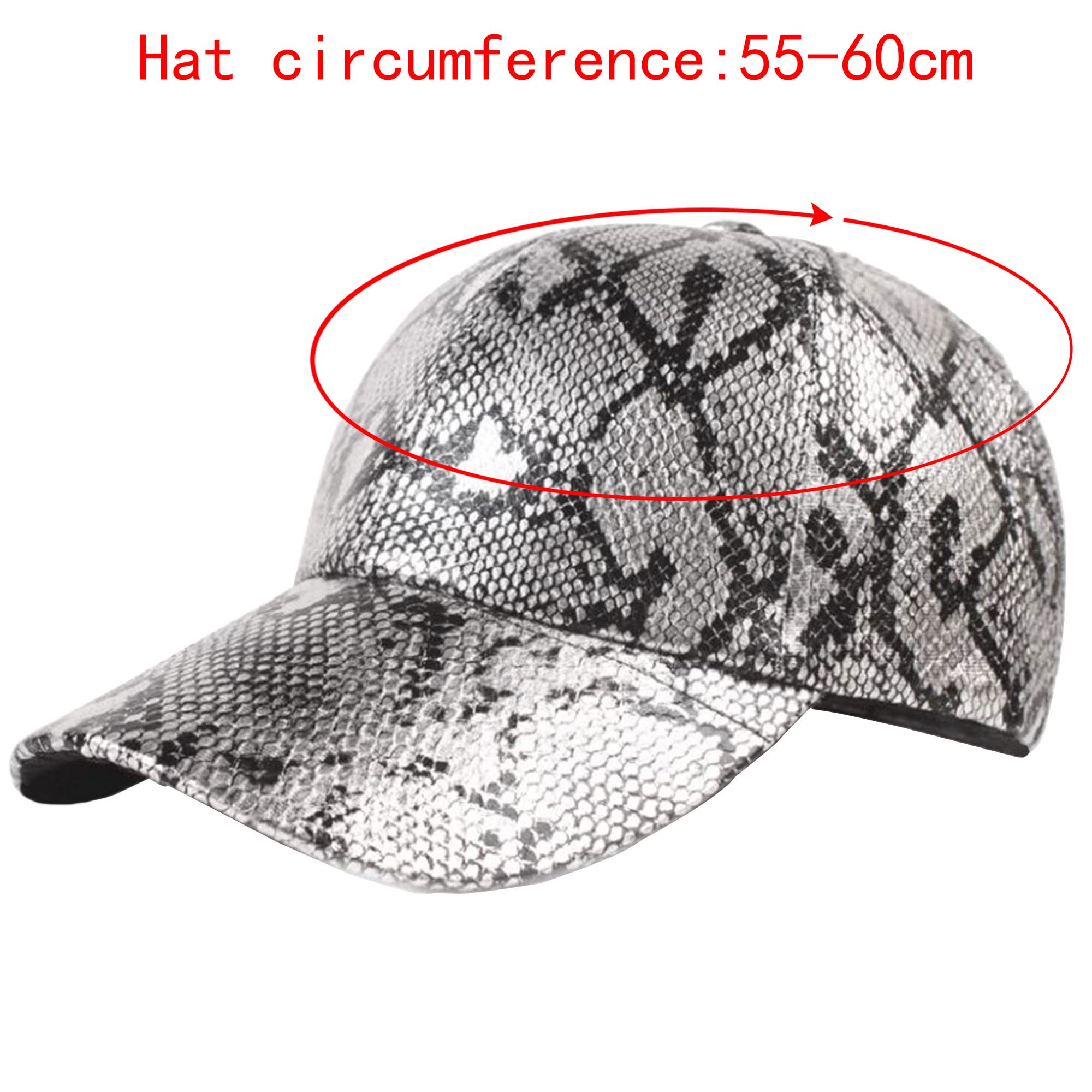 LABANCA Unisex Snakeskin Baseball Cap PU Leather Casual Trucker Baseball Cap Hat, Silver