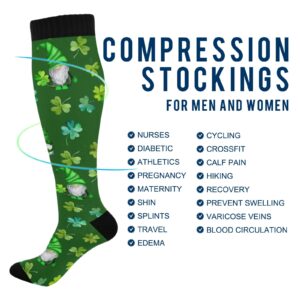 JUNZAN St Patrick Day Gnomes Compression Socks for Women & Men Circulation Long Socks for Running Cycling Athletic Nurse