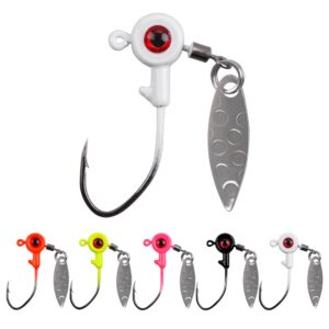 10piece fishing jig head with willow blade 3d eyes fishing jigs spoon weighted head spin jig hook lure kit for panfish crappie