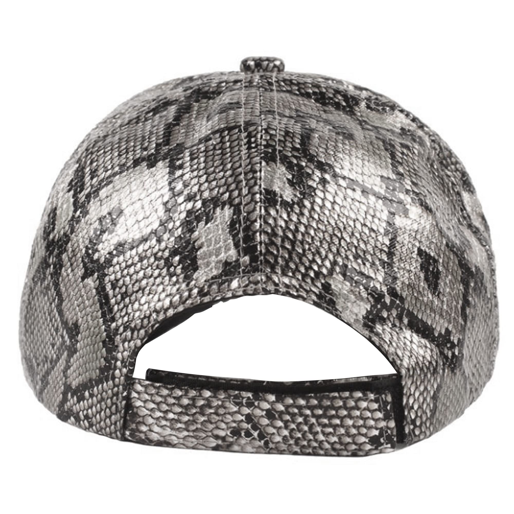 LABANCA Unisex Snakeskin Baseball Cap PU Leather Casual Trucker Baseball Cap Hat, Silver