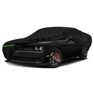 car covers waterproof all weather replace for 2008-2024 dodge challenger, 6 layers custom-fit outdoor full car covers with zipper door for snow rain dust hail protection