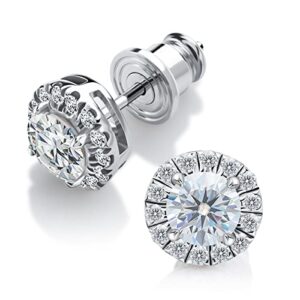 ladylike moissanite halo earrings 1.0ct 925 sterling silver moissanite stud earring d color vvs1 18k white gold plated women's stud earrings