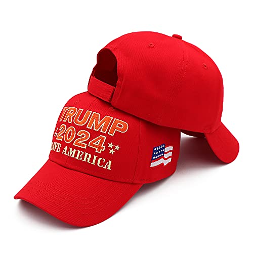 Trump Hat 2024 MAGA Hat Embroidered Save America Great Again Donald Trump Slogan with USA Flag Cap Trump Merchandise Gift for Woman Men