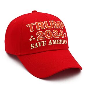 Trump Hat 2024 MAGA Hat Embroidered Save America Great Again Donald Trump Slogan with USA Flag Cap Trump Merchandise Gift for Woman Men