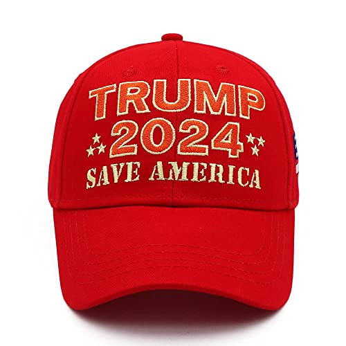 Trump Hat 2024 MAGA Hat Embroidered Save America Great Again Donald Trump Slogan with USA Flag Cap Trump Merchandise Gift for Woman Men