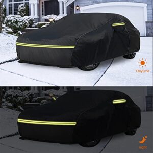 Car Covers Waterproof All Weather Replace for 2008-2024 Dodge Challenger, 6 Layers Custom-Fit Outdoor Full Car Covers with Zipper Door for Snow Rain Dust Hail Protection