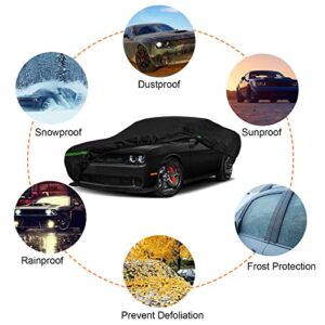 Car Covers Waterproof All Weather Replace for 2008-2024 Dodge Challenger, 6 Layers Custom-Fit Outdoor Full Car Covers with Zipper Door for Snow Rain Dust Hail Protection