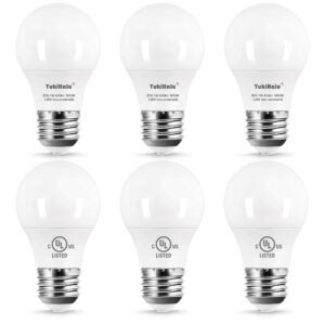 yukihalu a15 led light bulbs, 60w equivalent, e26 base, 2700k/3000k/5000k white, 7w 600 lumens 120v, ul listed, ceiling fan light bulbs, appliance bulb, not dimmable, pack of 6 (5000k daylight white)