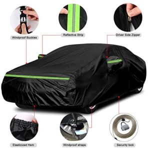 Car Covers Waterproof All Weather Replace for 2008-2024 Dodge Challenger, 6 Layers Custom-Fit Outdoor Full Car Covers with Zipper Door for Snow Rain Dust Hail Protection