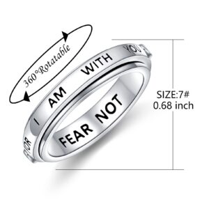 Spinner Ring S925 Sterling Silver Fidget Anxiety Worry Inspirational Band Fidget Relieving Boredom ADHD Autism Rings for Men Women Teens, Precious Metal, Cubic Zirconia