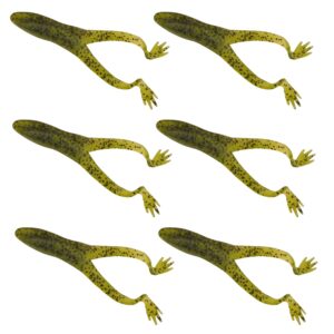 h&h the original swamp frog 3.5 inch frog lures for bass fishing with lifelike kicking action plastic frogs (watermelon seed)