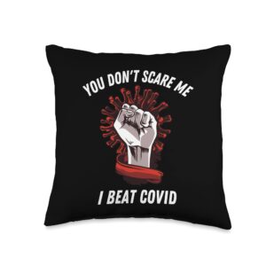 covid survivor gift-men/women/kids i beat covid survivor gift-i beat men/women covid recovery throw pillow, 16x16, multicolor