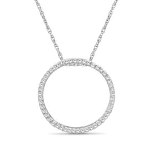 jewelexcess silver chain necklace for women – .925 sterling silver circle necklace with sparkling genuine 0.25 ctw white diamonds – chic, stunning silver statement necklace gifts