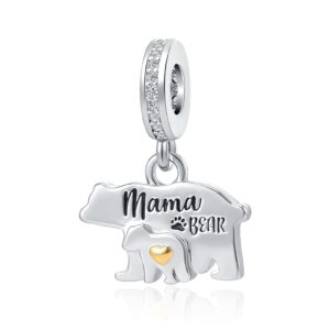 gmxlin mama bear charm for pandora bracelets mom love gold heart charms for grandma mother son daughter birthday