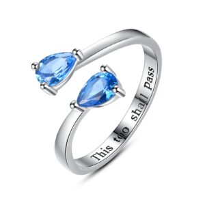 teioa birthstone rings for women 925 sterling silver adjustable open rings birthstone rings for teen daughter women birthday gifts jewelry (march)