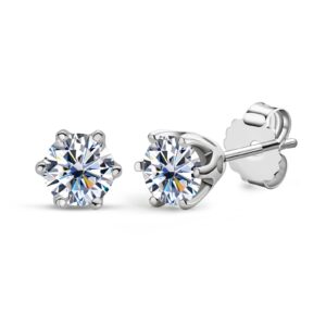 dyunq moissanite stud earrings for women, 1 carat 5mm simulated diamond earrings in sterling silver, hypoallergenic, white gold plated, mother's day gifts