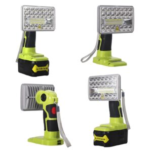 Hiesuan 18W 2000LM Cordless LED Work Light for Ryobi 18V ONE + Lithium-ion NiCd NiMh Batteries Portable Handheld Flashlight Outdoor Flood Light for Jobsite Lighting Camping Repairing